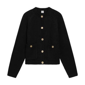 Toteme Hammered Button Cotton Cardigan - - Knitwear - Damen - Schwarzk - S