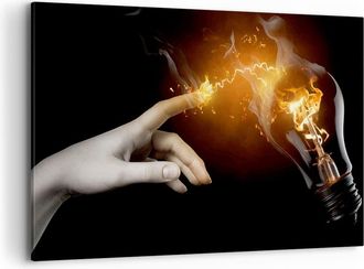 Arttor Wandbilder Dekoration Wohnzimmer Hand Licht Flammen Bilder auf Leinwand 120x80cm Leinwandbild Schlafzimmer Küche Deko Wand Kunstdruck Art Groß XXL Wan