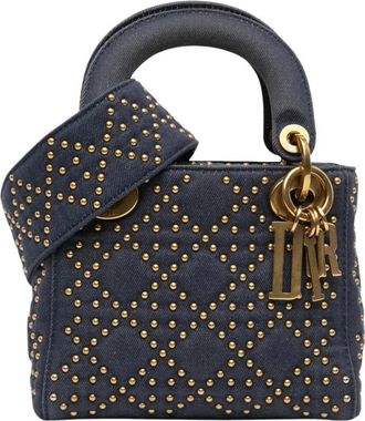 Dior Pre-owned Mini Denim Cannage Studded Supple Satchel - Femme - Pre-owned - Bleu - Taille: ONE Size