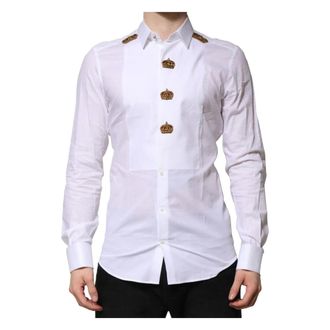 Dolce & Gabbana Homme, Chemises, Blanc, Taille: XS Gold Chemise Habill&eacute;e
