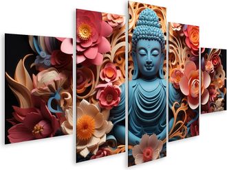 Islandburner Bild auf Leinwand Bunter Papier Buddha, Kunst Bilder Wandbilder Poster JEOK-MFP