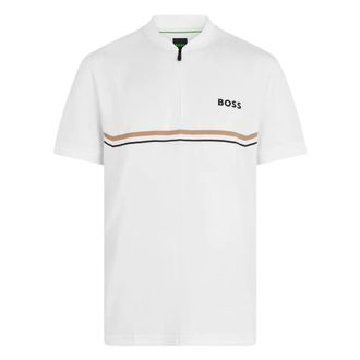 HUGO BOSS Jersey Zip T-Shirt - - Tops - Herren - Wei&szlig; - M