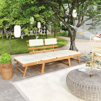 vidaXL Vidaxl - Banc de jardin avec coussins 2-en-1 190 cm Bois solide dacacia