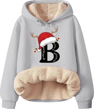 Generic Pull de No&euml;l 2025 pour femme - Grande taille - Haut moelleux &agrave; manches longues - Coupe ample - Doux et confortable - Avec cordon de serrage - Pull &agrave; c