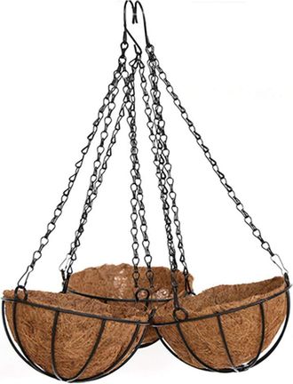 TOPBATHY 35 cm großer Metall-Hängeampel mit Kokosnussauskleidung, Kokosfaser-Blumenampel, Blumentopf für Innen- und Außenbereich, 35 cm