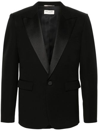 Saint Laurent Smoking-Jacke aus Grain de Poudre - Schwarz
