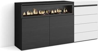 Skraut Home | Sideboard, Kommode | Aufbewahrungsschrank | 157x75x35 cm | F&uuml;r Schlafzimmer, Zimmer | Elektrokamin. | Kommode mit Schubladen | Moderner Stil | Wei&szlig;