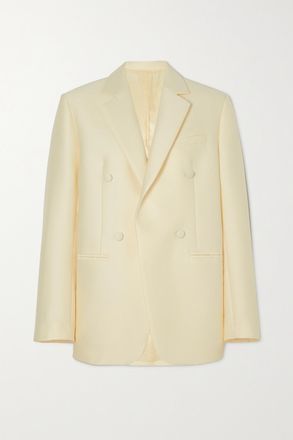 Toteme Doppelreihiger Blazer Aus Glänzendem Twill - Elfenbein