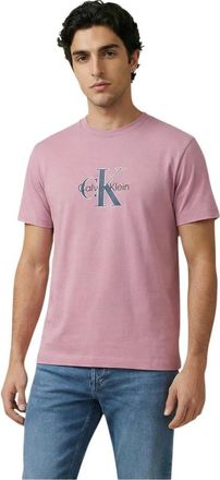 Calvin Klein Jeans Homme, Tops, Rose, Taille: L T-shirt imprim&eacute; &agrave; manches courtes et col rond