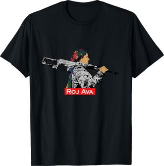 Ibra Damen Kurdisch T-Shirt Ypj /Ypg Fighter Schwarz S Klassisch geschnitten, doppelt gen&auml;hter Saum. Kurdistan Kurdisch Brand gegen ISIS in Rojava Kurdista