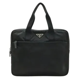 Prada unisex, Pre-owned, Noir, Taille: ONE Size Pre-owned Sacoche en nylon et cuir avec logo triangulaire