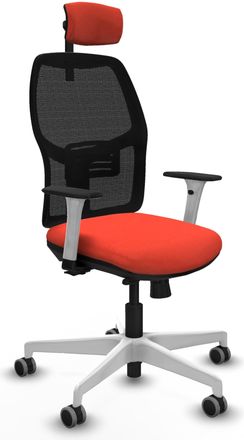 Piqueras y Crespo Alfera B&uuml;rostuhl mit wei&szlig;en und schwarzen Armlehnen, h&ouml;henverstellbare Lendenwirbelst&uuml;tze und Kopfteil, h&ouml;henverstellbar und neigbar, Schwarz/Dunkelor