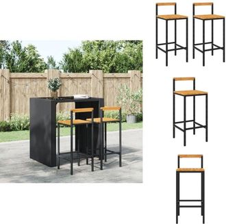 vidaXL Vidaxl - Tabourets de bar lot de 2 noir r&eacute;sine tress&eacute;e et bois dacacia - Tabouret De Bar - Tabouret De Comptoir - Mobilier De Jardin - Meubles