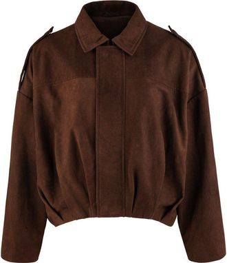 Trueprodigy Lederjacke Naeko Bomberjacke mit gerafftem Saum