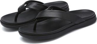 Generic Sandales &agrave; enfiler en cuir v&eacute;ritable pour homme - Pour lint&eacute;rieur et lext&eacute;rieur - Style d&eacute;contract&eacute; - Pour la plage, Noir, 39 2/3 EU