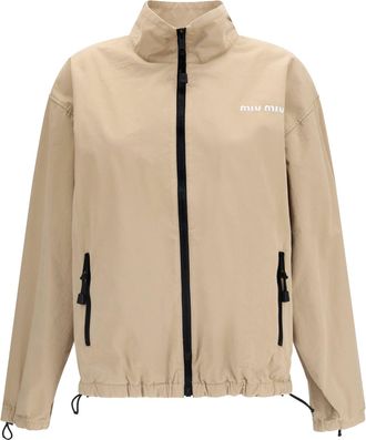 Miu Miu Womens Gabardine Zip Jacket Rope Cotton