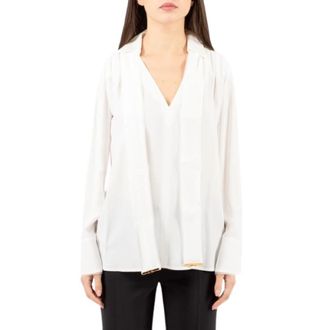 Elisabetta Franchi Viskose Georgette Bluse mit Sch&auml;rpeng&uuml;rtel - - Blouses & Shirts - Damen - Beige - M