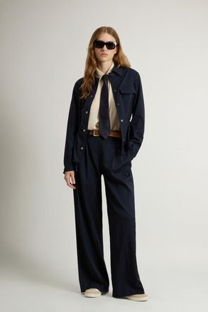 Woolrich Damen Overshirt aus Wollmischung Blau Größe XXS