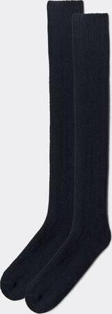 Calzedonia Lange Gerippte Herrensocken Mit Wolle Und Cashmere Blau