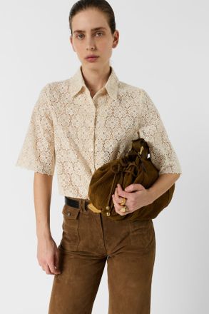 Gerard Darel Chemise en guipure &agrave; manches courtes - CAYLIE - Naturel