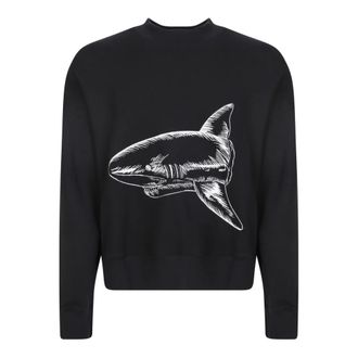 Palm Angels Schwarzer Hai-Print-Sweatshirt Ss23 - - Sweatshirts & Hoodies - Herren - Schwarzk - S