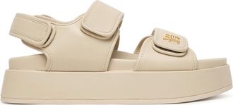 Tommy Hilfiger Sandalen Tommy Hilfiger Leather Sporty Platform Sandal FW0FW09119 Beige
