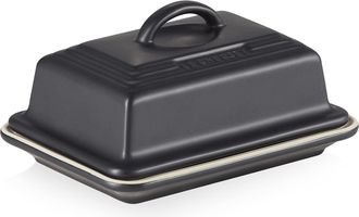 LE CREUSET Steinzeug Butterdose, 900 g, 17 x 12.5 x 9 cm, Schwarz matt