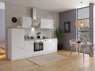 Respekta Respekta Malia K&uuml;chenzeile, Holzwerkstoff, Wei&szlig;, 280 cm