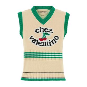Valentino Garavani Femme, Pulls, Beige, Taille: 38 FR Cotton Knit Vest