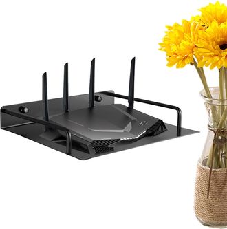 Generico Oberfr&auml;senregal, Wandhalterung, Metall, einlagig, Aluminium, Wandregale f&uuml;r Kabelbox, Weltraum-Aluminium, schwarzes Aufbewahrungsregal f&uuml;r Steckbrett