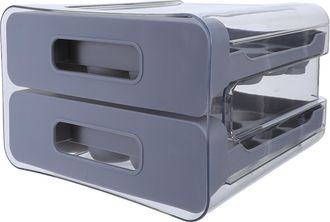 Pretyzoom Eierhalter K&uuml;hlschrank 32 F&auml;cher aus Transparentem Kunststoff Stapelbarer Eierorganizer mit Ausziehfunktion und Rutschfestem Boden f&uuml;r K&uuml;che und Haush