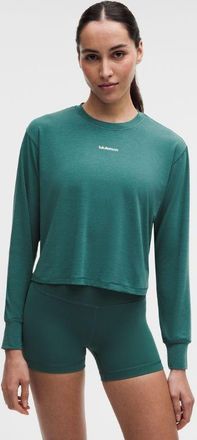 lululemon Trainings-Langarmshirt aus Jersey Logo f&uuml;r Frauen - Gr&ouml;&szlig;e 10 in Deep Marina