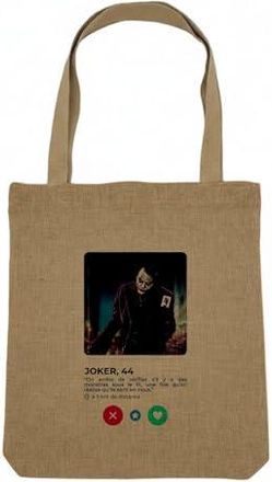 Fabulous Sac Shopping Tote Bag Aspect Lin - Joker M&eacute;chant Film R&eacute;seau Social Rencontre Amour - Sac de Courses Toile Epaisse 360g Beige Naturel Cabas Port&eacute; Epau