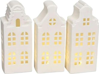 Matches 21 LED Dekohaus für Weihnachten als Weihnachtsdeko - Weiße Lichthäuser in 19 cm als Winterdeko im Set