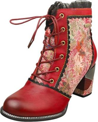 Laura Vita Laura Vita Maevao 14 Bottines pour femme Rouge Multicolore, Rouge multicolore, 40.5 EU