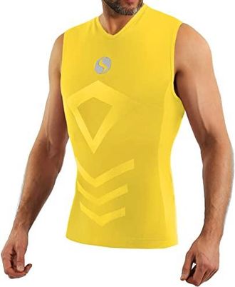 Sesto Senso sous-v&ecirc;tement de Sport thermoactif pour Homme T-Shirt de Compression sans Manches D&eacute;bardeurS/M Jaune Yellow