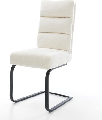 DELIFE Freischwinger Pela-Flex Bouclé Soft Beige Freischwinger flach Schwarz Taschenfederkern, Esszimmerstühle