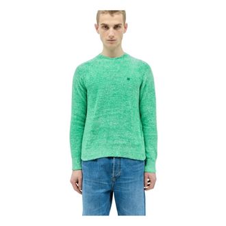 Acne Studios Homme, Pulls, Vert, Taille: 2XL Pull en Maille Textur&eacute;e avec Logo Poitrine