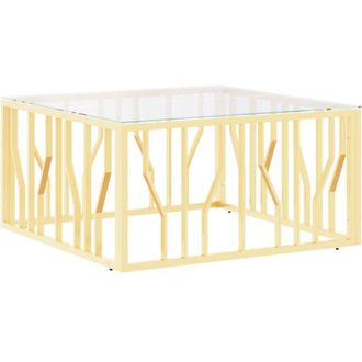 vidaXL Couchtisch Golden 80x80x40 cm Edelstahl und Glas Vidaxl