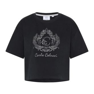 Carlo Colucci Oversize Logo T-Shirt - - Tops - Damen - Schwarzk - M