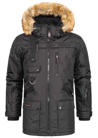 Geographical Norway Chirac Men - Parka Gro&szlig; Warm Mann Herbst Winter - Wasserabweisender Mantel - Outdoor Pelz Kapuzenjacke - Windjacke - Ideales Geschenk M&auml;nner (Schwarz 