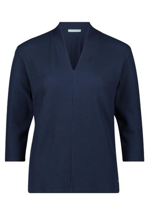 Betty & Co Damen Casual-Shirt mit V-Ausschnitt XXL, Dunkelblau