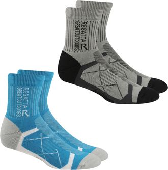 Regatta Damen Ladies 2pk Socken, Light Steel/Niagra Blue, 36-38