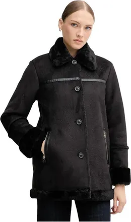 Gaud&igrave; Manteau Court Simili Cuir - Femme - Vestes - Noir - Taille: 40 FR
