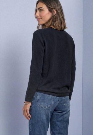 Street One Strickpullover mit Boat Neck und Rollkanten / mit Viskose