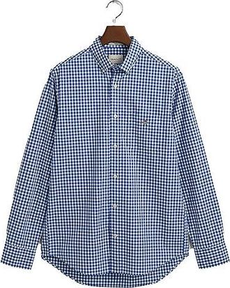 GANT Chemise Classique REG Poplin Gingham pour Homme Bleu coll&egrave;ge Standard, College Blue, XXL
