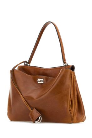 Balenciaga Womens Caramel Leather Medium Rodeo Handbag Tan Cowboy T Domesticated Lamb Le Borse A Mano