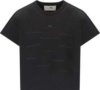 Elisabetta Franchi T-SHIRT CROP AVEC LETTERING NOIR ELISABETTA FRANCHI