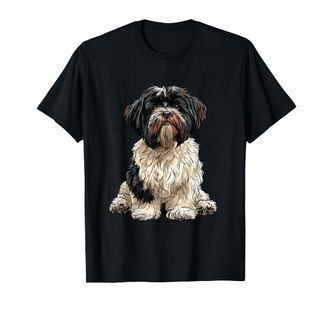 Whyitsme Design Schwarz-Wei&szlig;-Illustration Shih Tzu Hund T-Shirt