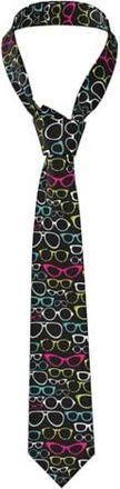 Generic Cravates Homme Motif R&eacute;tro Avec Lunettes, Mode Noire Formelle Tie Classique Cravate Pour Accessoires &Eacute;v&eacute;nements Travail